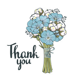 Thank you cute card with hand drawn leaves Vector Image