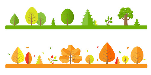 Tree borders set with isolated transparent Vector Image
