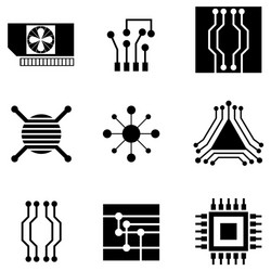 Circuit board icon set Royalty Free Vector Image
