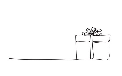 Gift box line drawing style continuous one line Vector Image