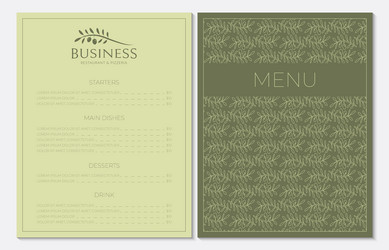 Elegant menu design for italian style restaurant Vector Image