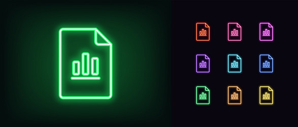 Outline neon verified file icon set glowing neon Vector Image