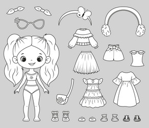 Paper doll with clothes outline Royalty Free Vector Image