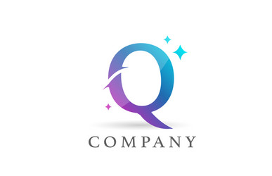 Blue pink q alphabet letter logo for branding Vector Image