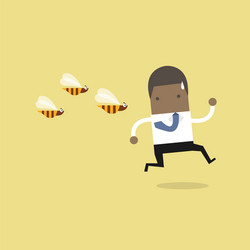 Cartoon businessman running away from bees Vector Image