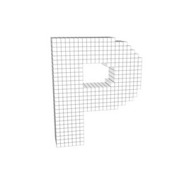 3d pixelated capital letter r outline Royalty Free Vector