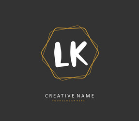 L k lk initial letter handwriting and signature Vector Image