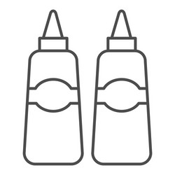 Sauce and mustard line and solid icon street food Vector Image
