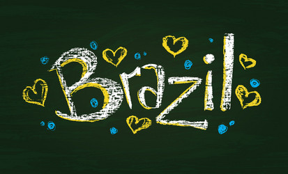 Word brazil with brazilian flag under Royalty Free Vector