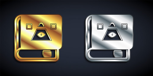 Gold and silver ancient magic book with alchemy Vector Image