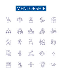 Mentorship line icons signs set design collection Vector Image