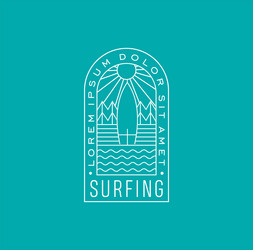 Ocean surf line art logo design beach logo design Vector Image
