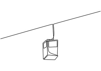 One continuous line drawing of cable car Vector Image