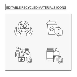 Recycled materials line icons set Royalty Free Vector Image