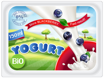 Set mango and strawberry yogurt labels Royalty Free Vector