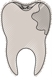 Caries in the root of tooth colored crayon Vector Image