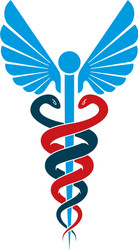 Caduceus symbol made using bird wings Royalty Free Vector