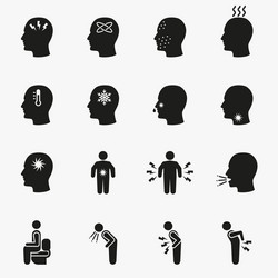 Sick people icons symptoms of disease pictograms Vector Image