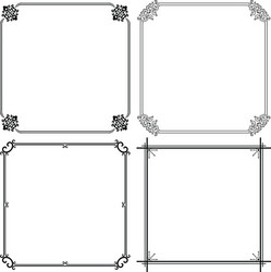 Collection of simple square frame with elements Vector Image