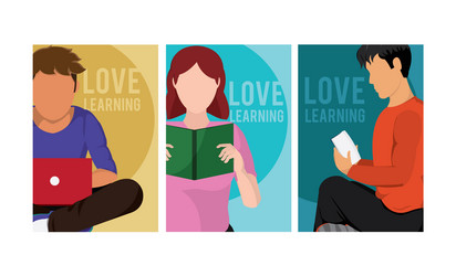 Love learning cartoon design Royalty Free Vector Image
