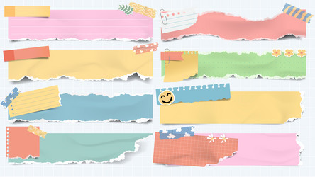 Realistic colorful torn ripped paper collage Vector Image