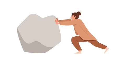 Man throwing big stone angry aggressive person Vector Image
