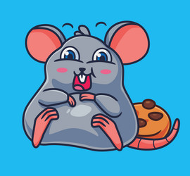 Cute cartoon mouse eating a cheese isolated Vector Image