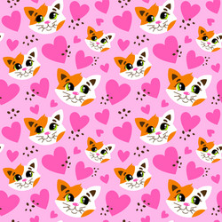 Pattern with a cute cat tricolor Royalty Free Vector Image