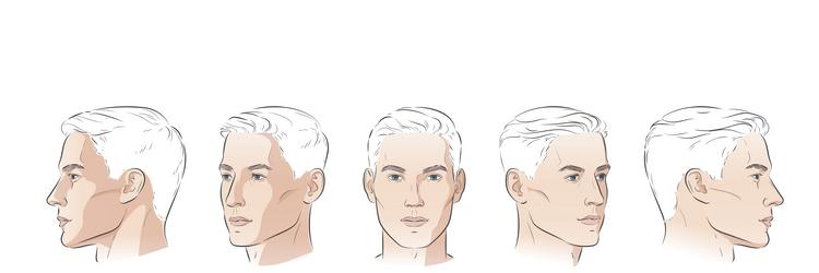 Man face portrait three different angles and turns