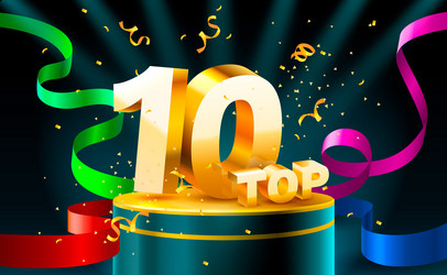 Top 1 best podium award sign golden object Vector Image