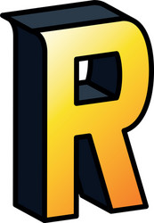 3d r letter design Royalty Free Vector Image - VectorStock