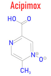 Acipimox molecule skeletal formula Royalty Free Vector Image