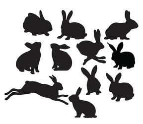Dancing rabbit silhouette Royalty Free Vector Image