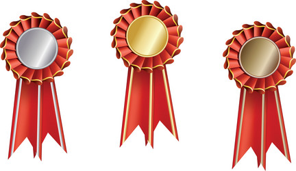 Ribbon award pennants with gold accents set Vector Image
