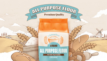 All purpose flour package design Royalty Free Vector Image