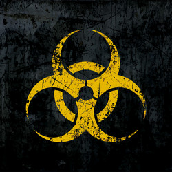 Classic biohazard symbol distressed yellow Vector Image