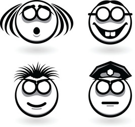 Blue eyes in emotions Royalty Free Vector Image