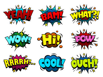 Comic book sound effects speech bubbles Royalty Free Vector