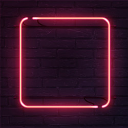 Pink neon rectangle frame template on transparent Vector Image