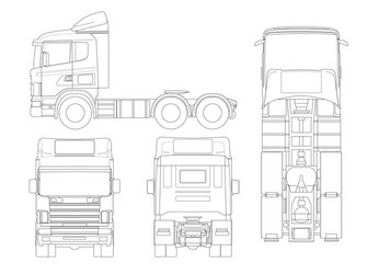 Truck Trailer Outline Royalty Free Vector Image