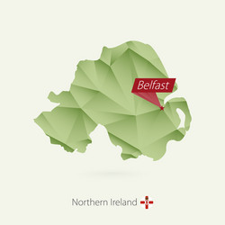 Green gradient low poly map ireland Royalty Free Vector