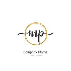 M p mp initial handwriting and signature logo Vector Image