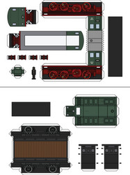 Paper model a vintage blue diesel train Royalty Free Vector