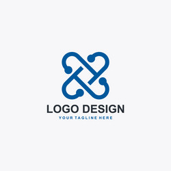 Cross x logo design letter outline Royalty Free Vector Image