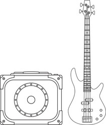 Bass digital amplifier cartoon Royalty Free Vector Image