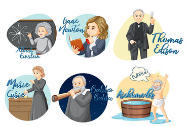Famous scientists characters set Royalty Free Vector Image