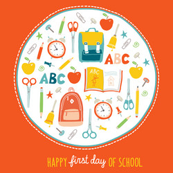 First day of school background card concept Vector Image