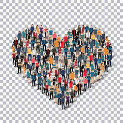 People community heart shape group love crowd Vector Image