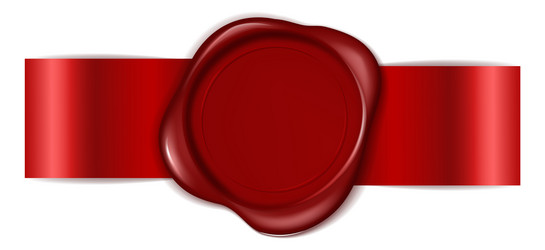 Realistic guarantee mark wax sealed red ribbon Vector Image