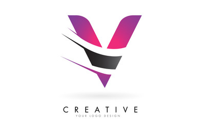 Vk v k letter logo with creative shadow cut design